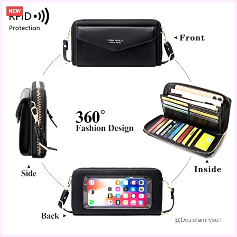 Bags | Faux Leather Crossbody Phone Bag With Rfid Blocking And Touch ...